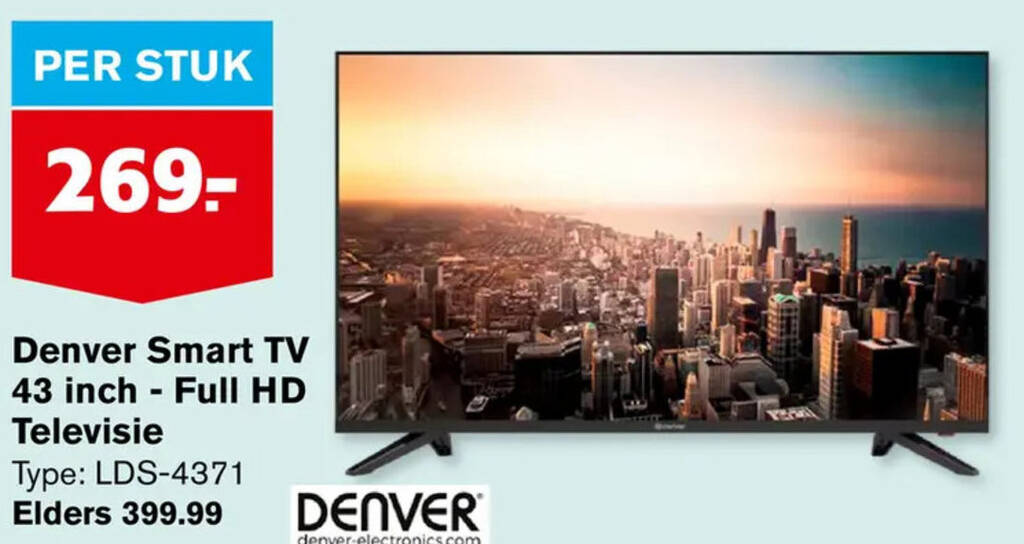 Denver Smart TV 43 inch Full HD Televisie aanbieding bij Hoogvliet