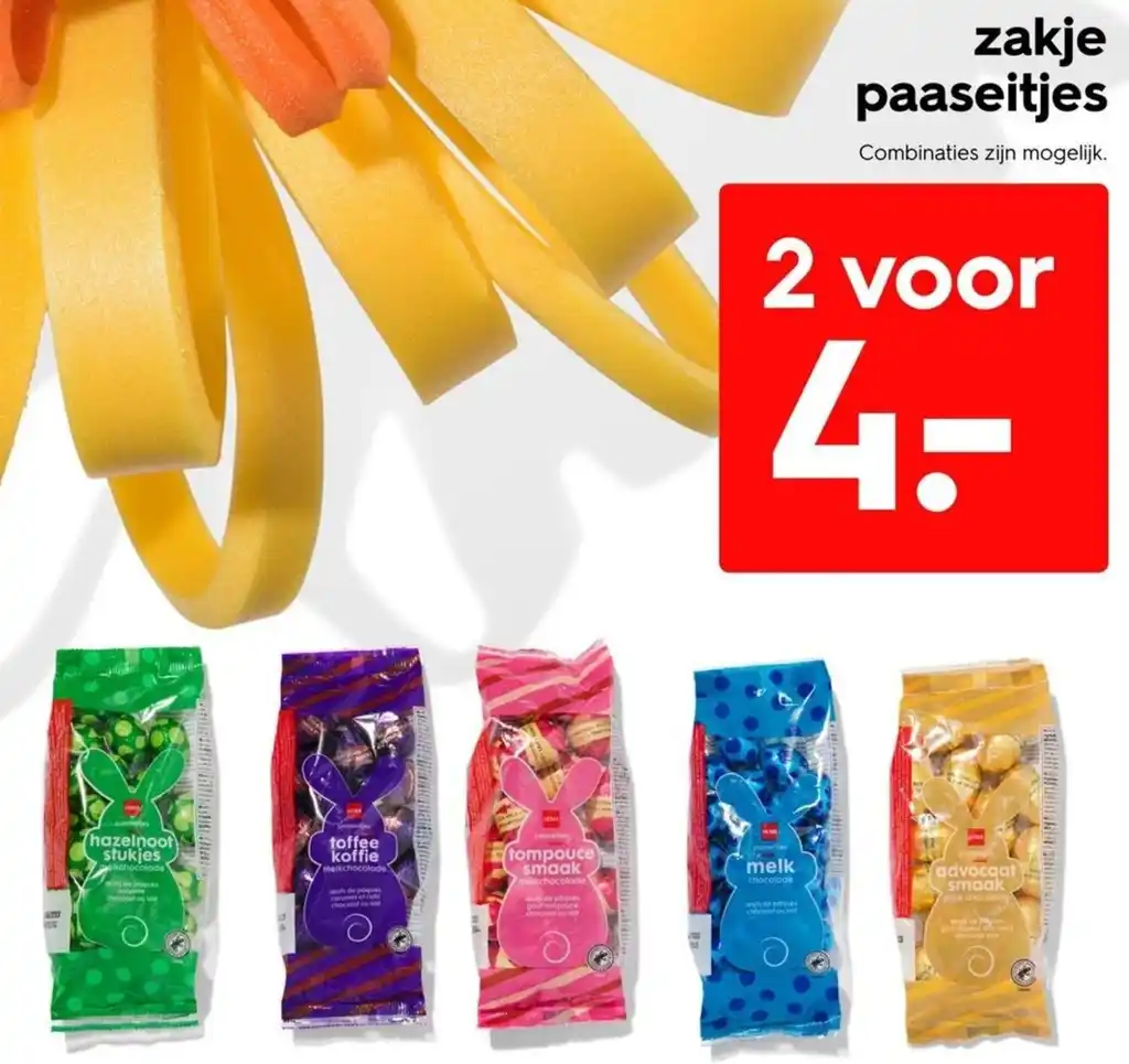 zakjes paaseitjes aanbieding bij HEMA
