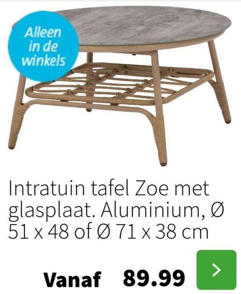 Tafel Zoe met glasplaat. Aluminium, Ø 51 x 48 of 0 71 x 38 cm ...