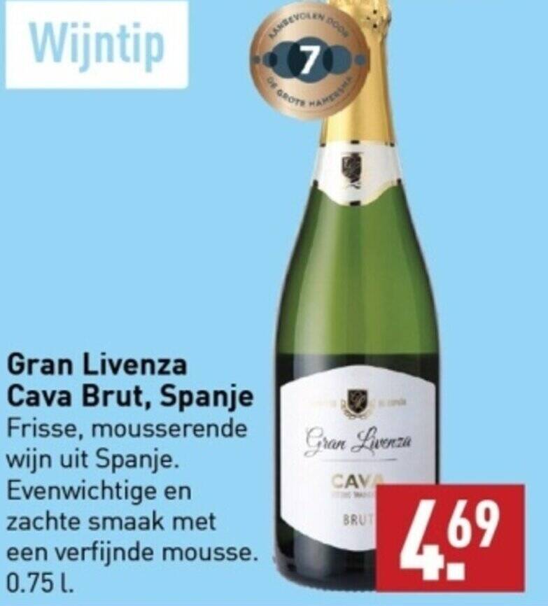 Gran Livenza Cava Brut, Spanje 0.75L aanbieding bij ALDI