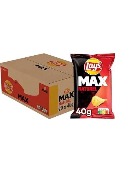 Lay's Max Chips Naturel, Doos 20 stuks x 40 g aanbieding bij Amazon