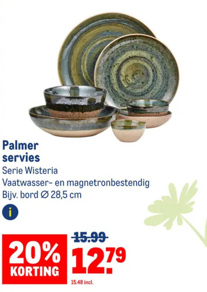 Palmer servies bord 28,5 cm 28.5 cm aanbieding bij Makro