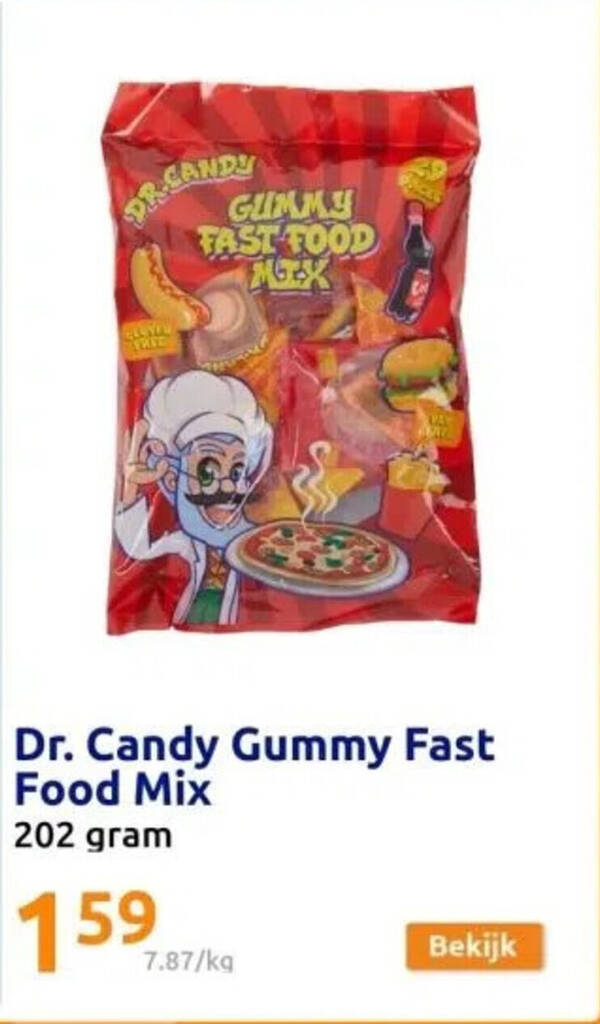 Dr. Candy Gummy Fast Food Mix 202 gram aanbieding bij Action