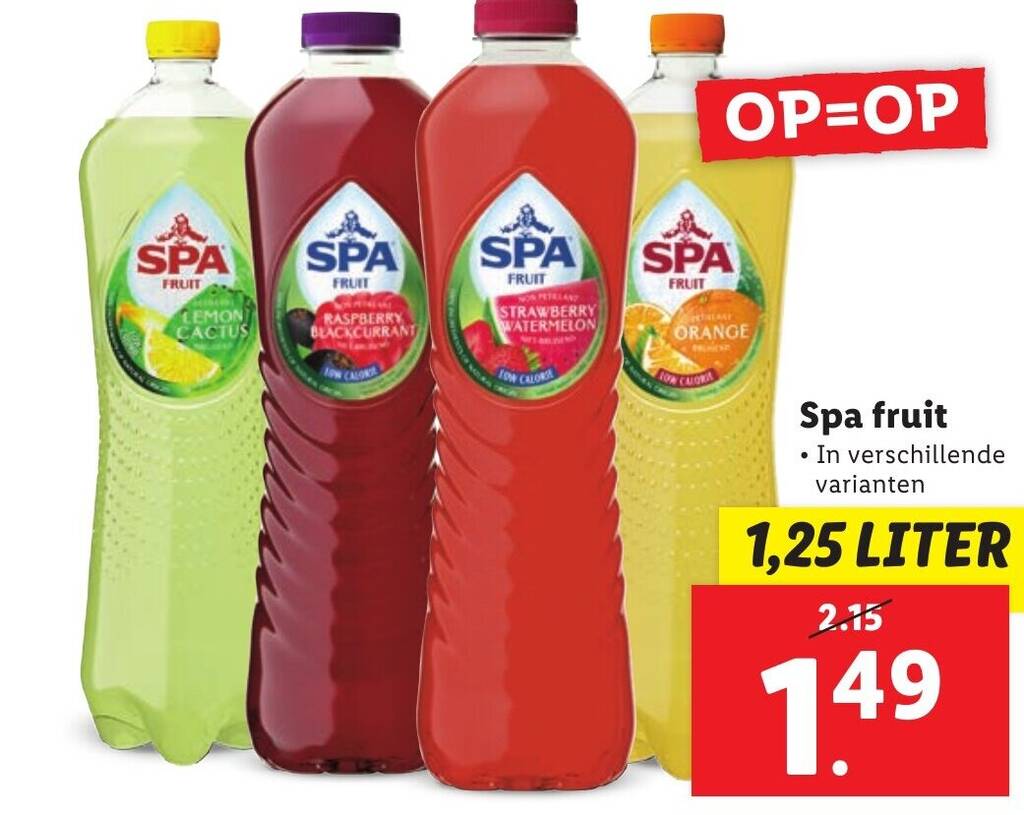 Spa fruit 1,25 liter 1.25 liter aanbieding bij Lidl