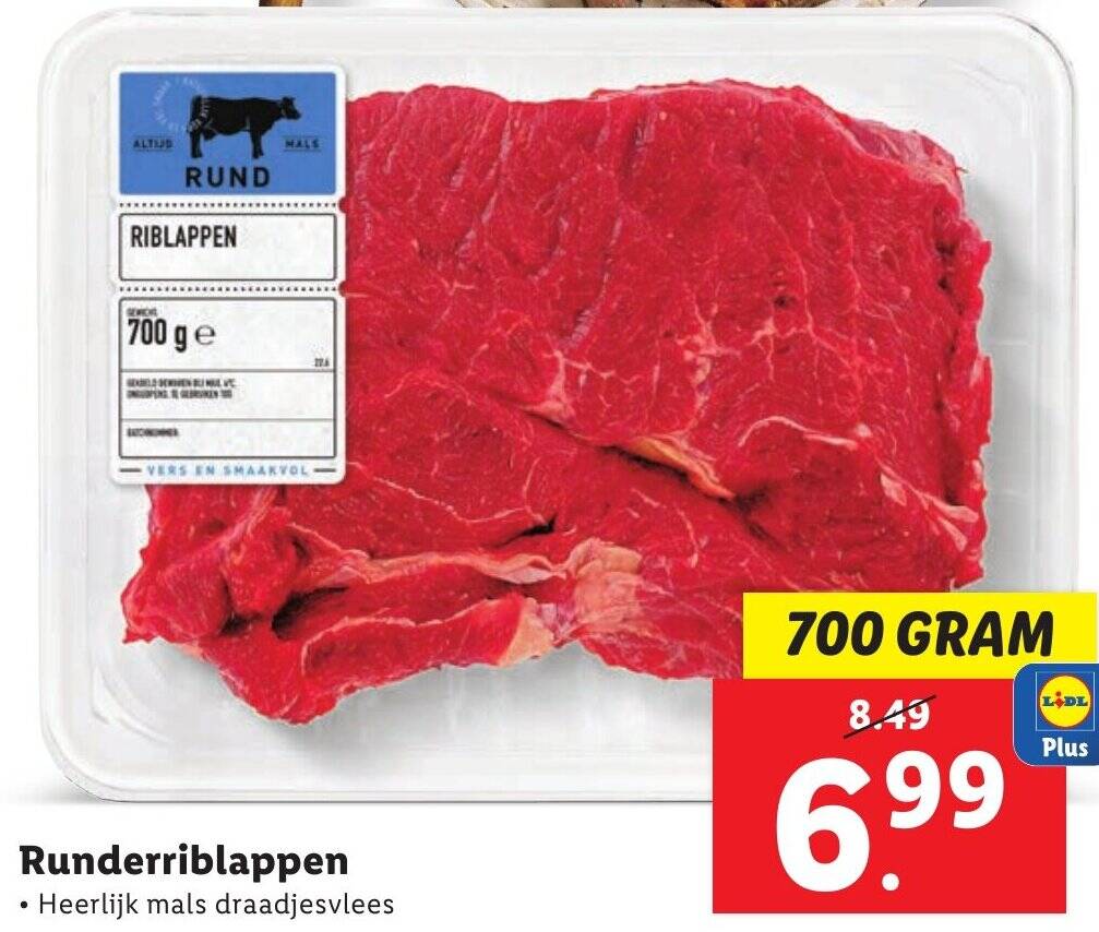 Runderriblappen 700 gram aanbieding bij Lidl