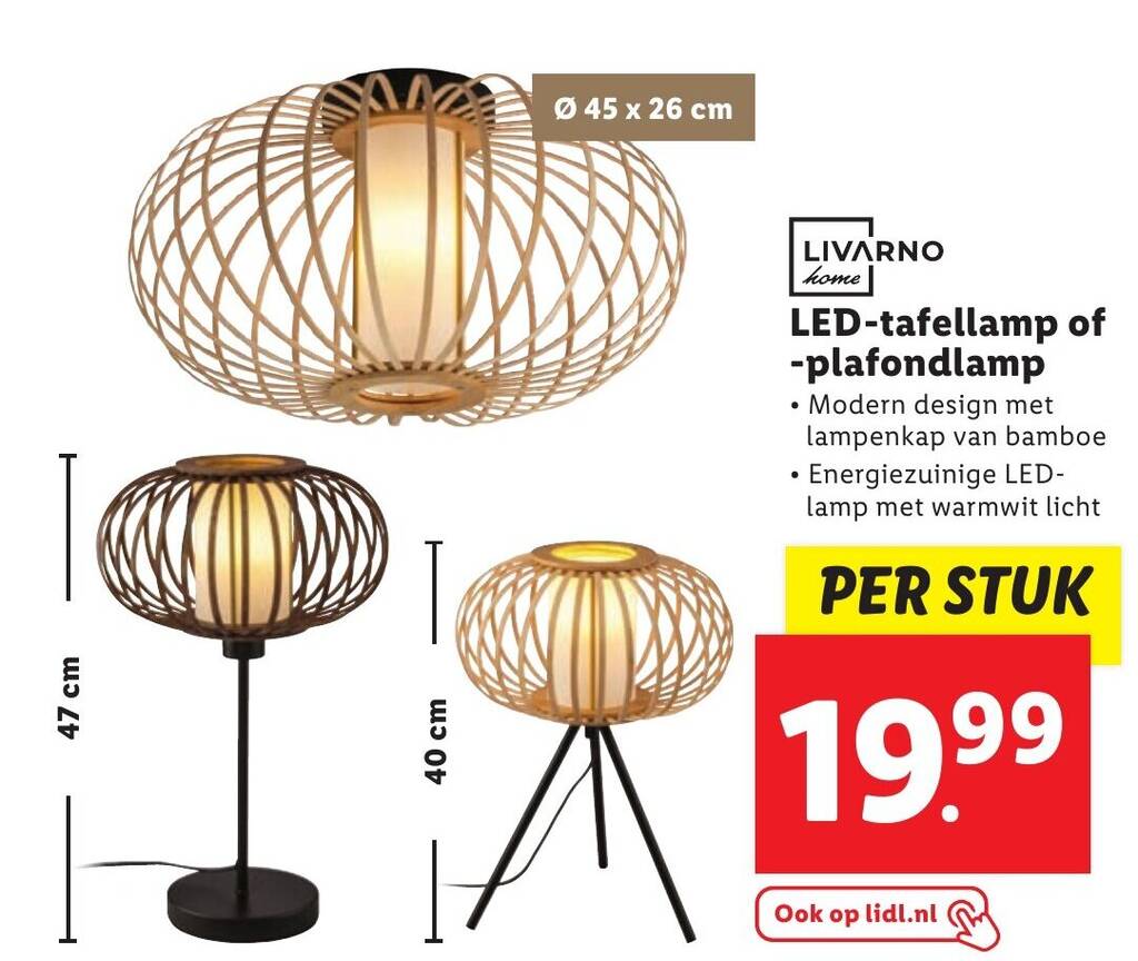 LIVARNO home LED-tafellamp of plafondlamp aanbieding bij Lidl