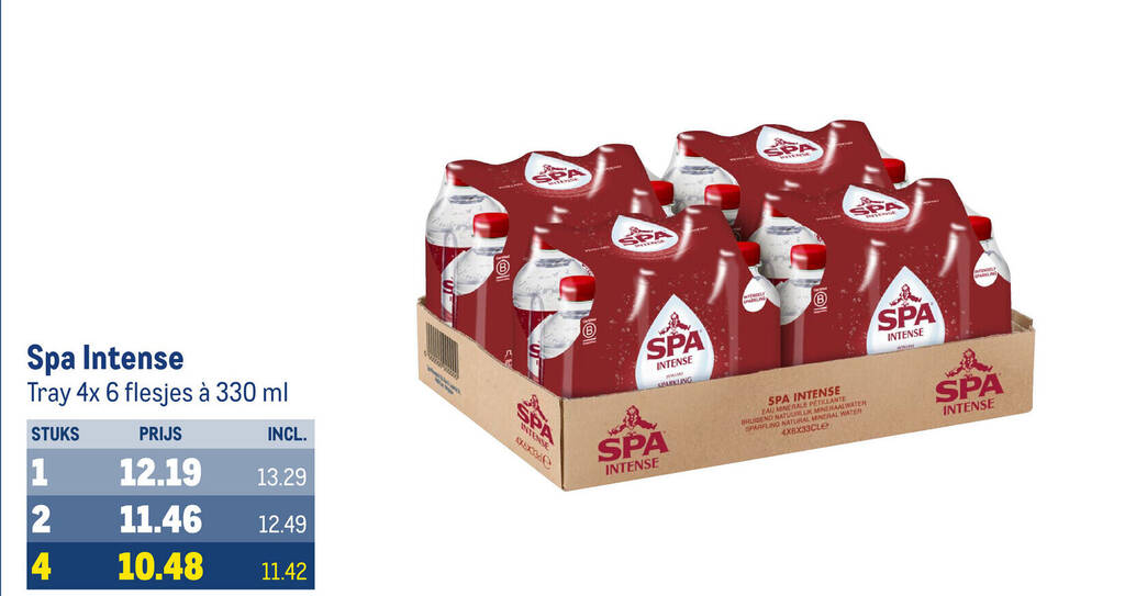 Spa Intense tray 4x 6 flesjes à 330 ml aanbieding bij Makro