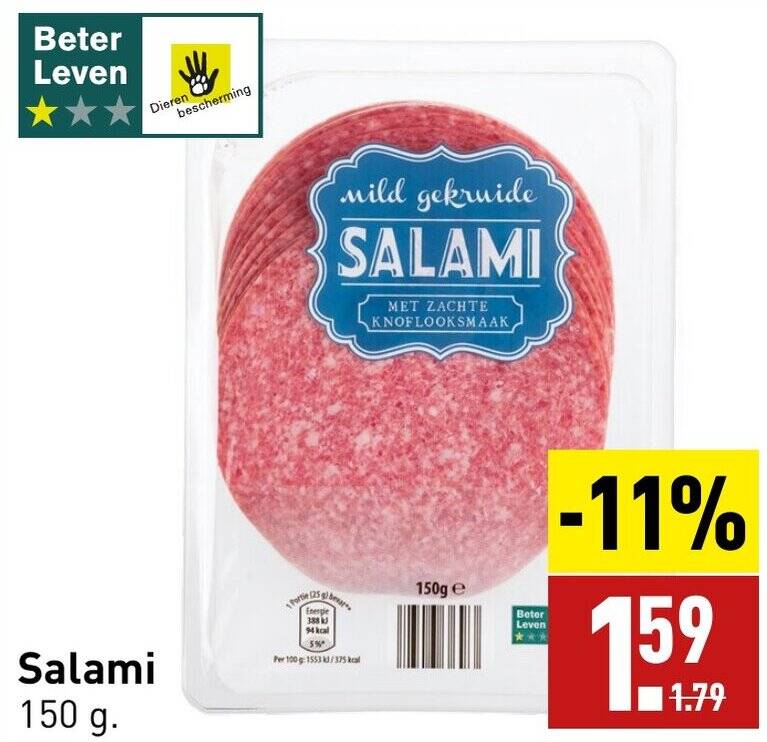 Salami 150 g. aanbieding bij ALDI