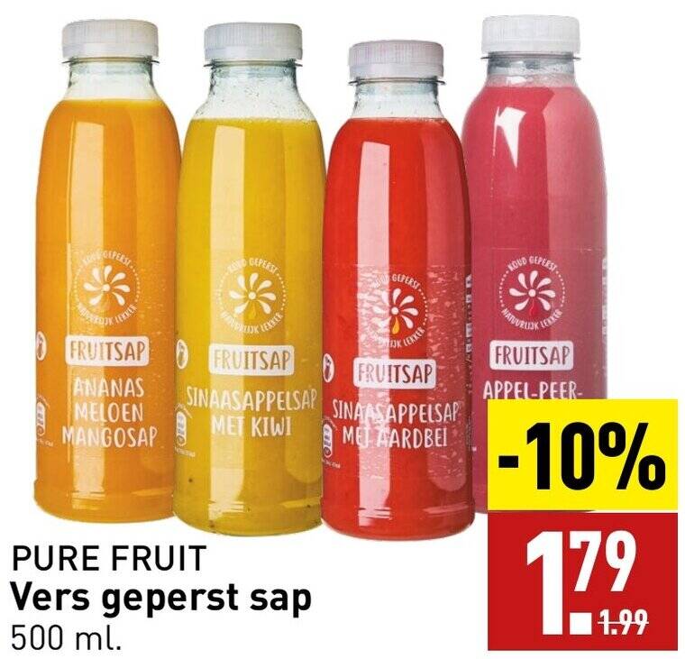 PURE FRUIT Vers geperst sap 500ml aanbieding bij ALDI