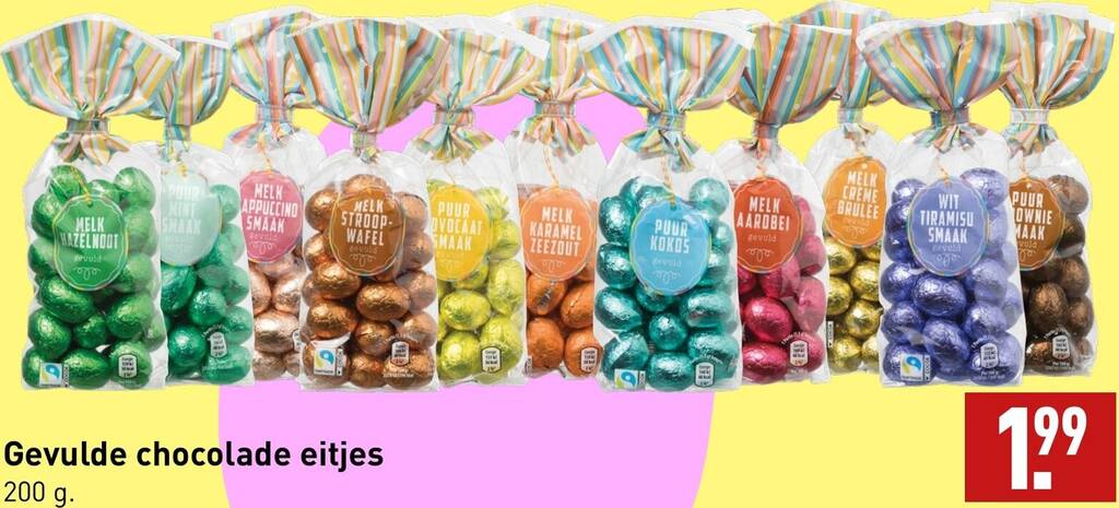Gevulde chocolade eitjes 200g aanbieding bij ALDI