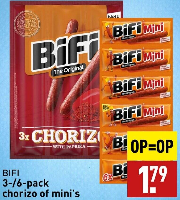BIFI 3-/6-pack chorizo of mini's aanbieding bij ALDI