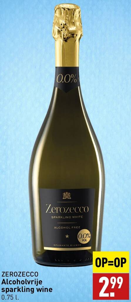 ZEROZECCO Alcoholvrije sparkling wine 0.75L aanbieding bij ALDI