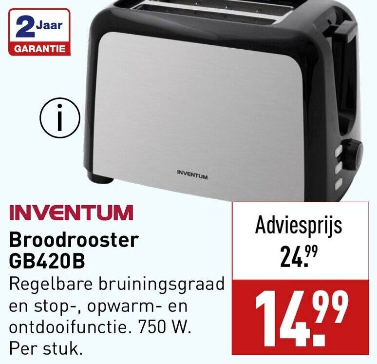 INVENTUM Broodrooster GB420B aanbieding bij ALDI