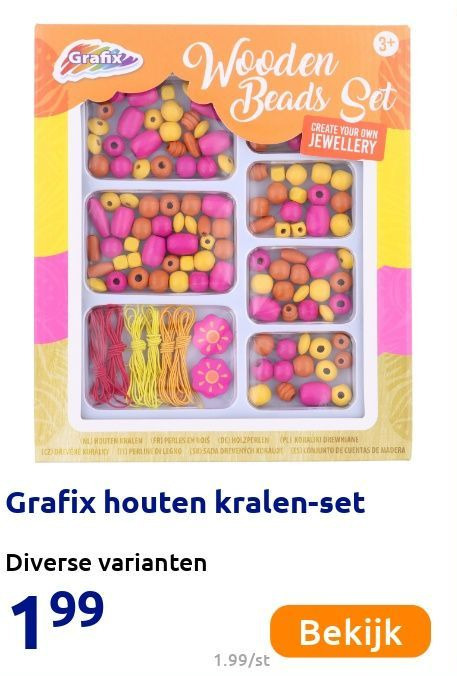 Grafix houten kralen-set aanbieding bij Action