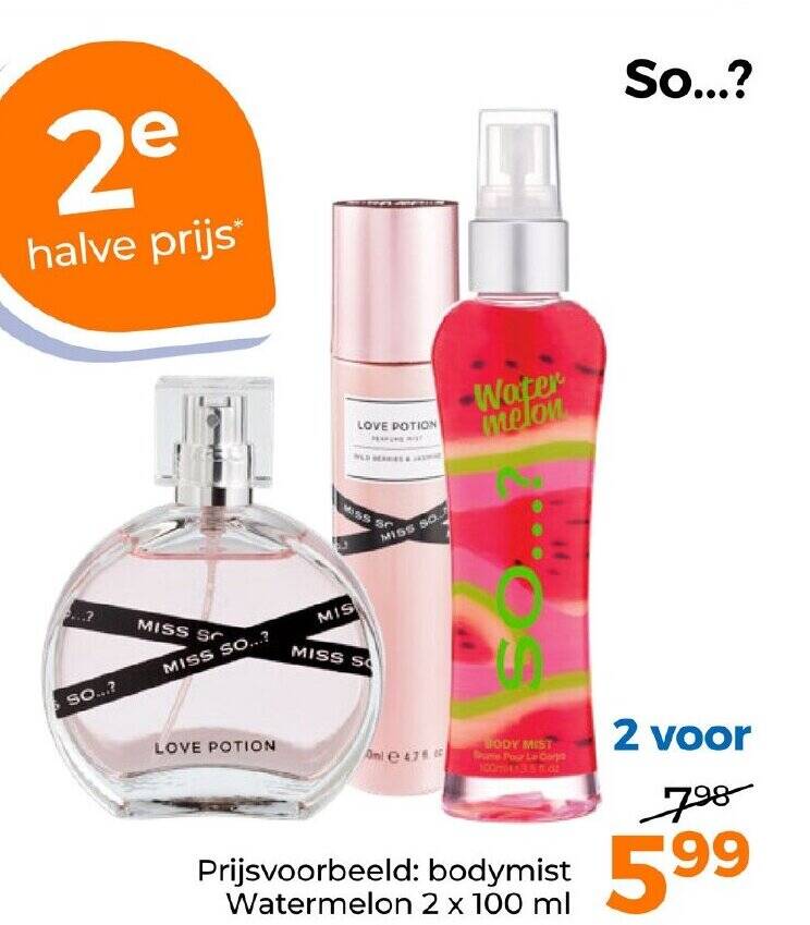 Bodymist Watermelon 2 x 100 ml aanbieding bij Trekpleister