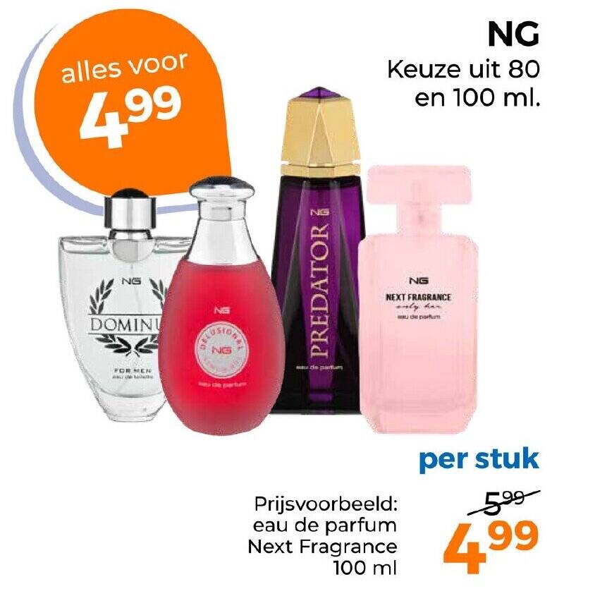 NG eau de parfum Next Fragrance 100 ml aanbieding bij Trekpleister