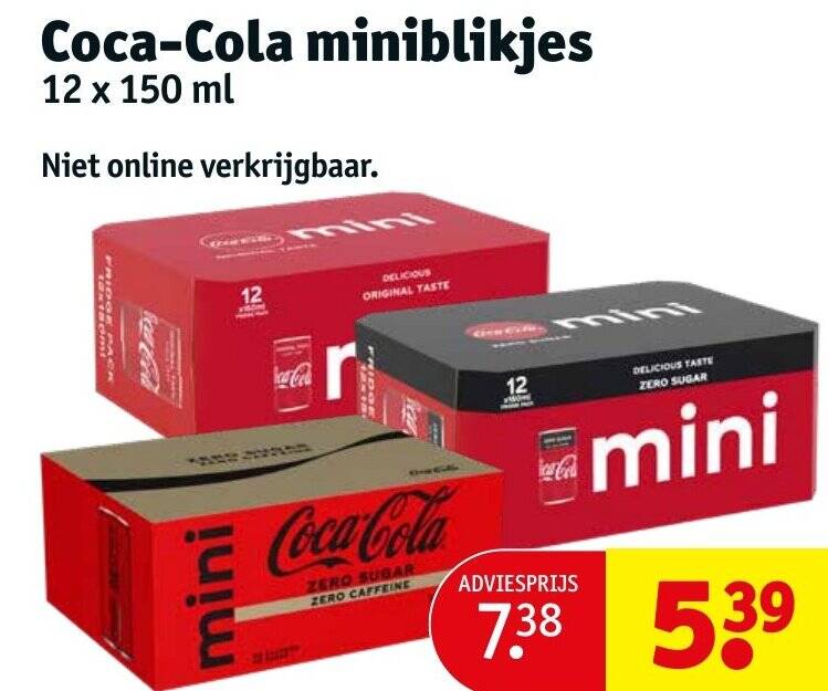Coca-Cola miniblikjes 12 x 150 ml aanbieding bij Kruidvat