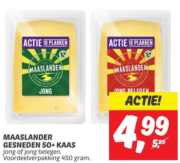 MAASLANDER GESNEDEN 50+ KAAS 450g aanbieding bij Dekamarkt