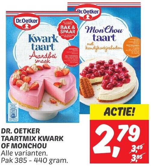 DR. OETKER TAARTMIX KWARK OF MONCHOU aanbieding bij Dekamarkt