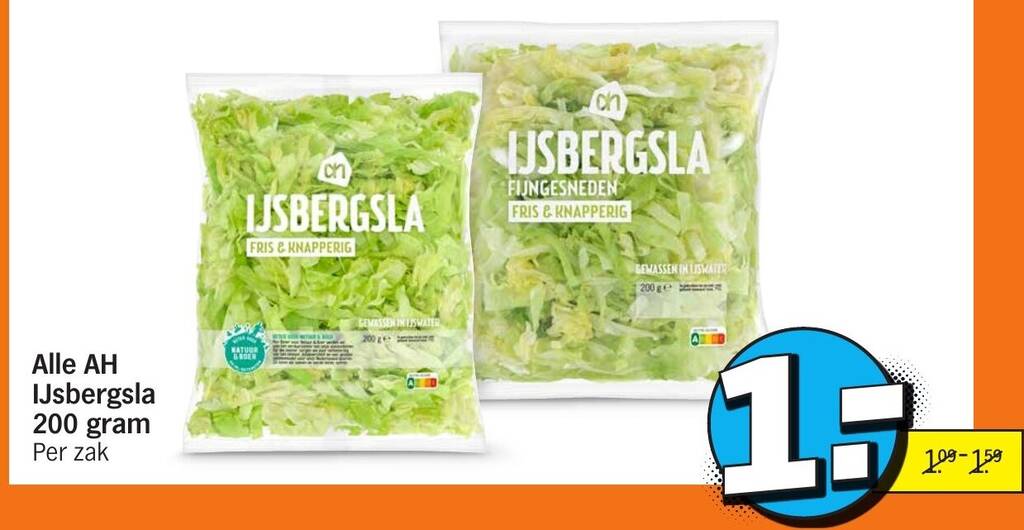 AH IJsbergsla 200 gram aanbieding bij Albert Heijn
