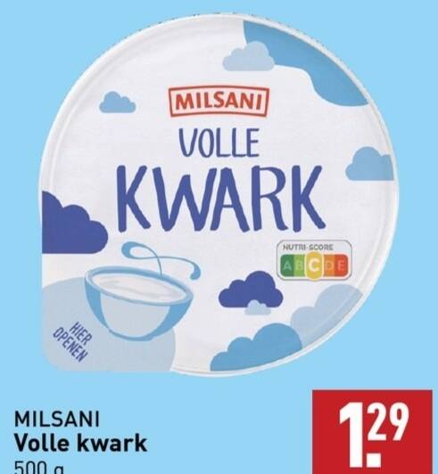 MILSANI Volle kwark 500g aanbieding bij ALDI