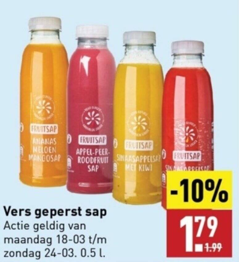 Vers geperst sap 0.5L aanbieding bij ALDI