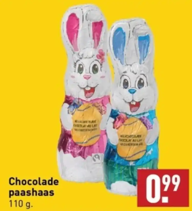 Chocolade paashaas 110 g. aanbieding bij ALDI