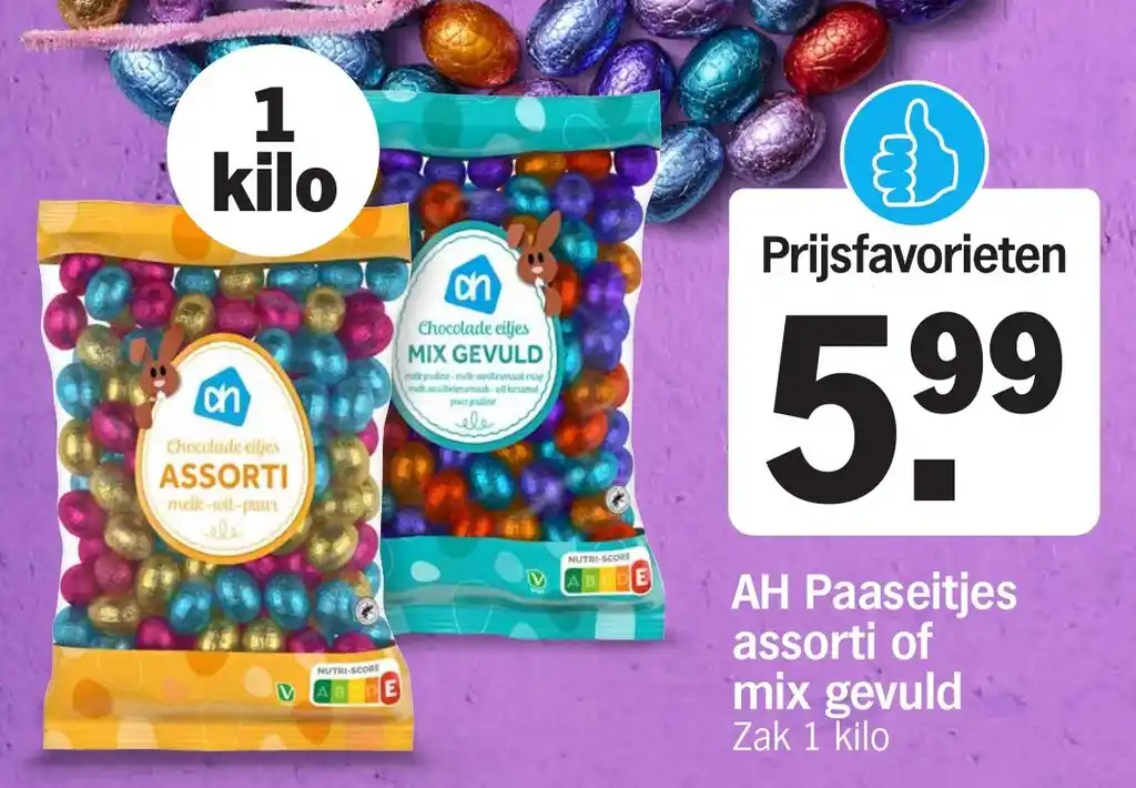Paaseitjes assorti of mix gevuld Zak 1 kilo aanbieding bij Albert Heijn