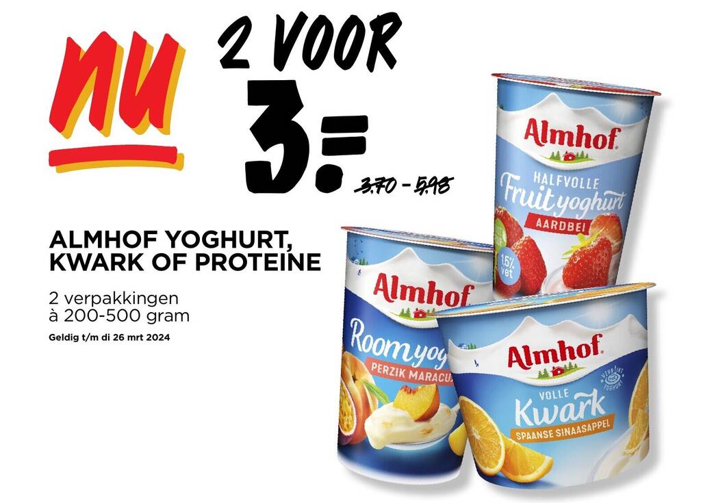 ALMHOF YOGHURT, KWARK OF PROTEINE 2 verpakkingen à 200-500 gram ...