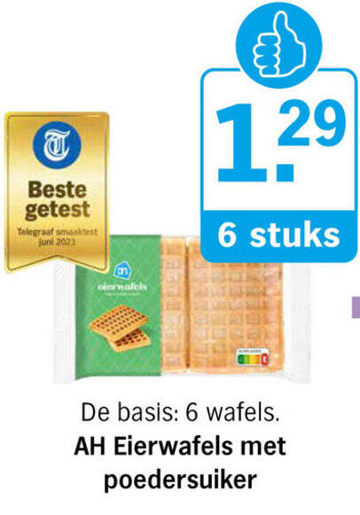 Eierwafels met poedersuiker 6 stuks aanbieding bij Albert Heijn