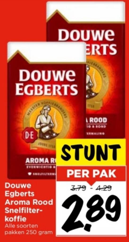 Douwe Egberts Aroma Rood Snelfilter Koffie 250 gram aanbieding bij ...