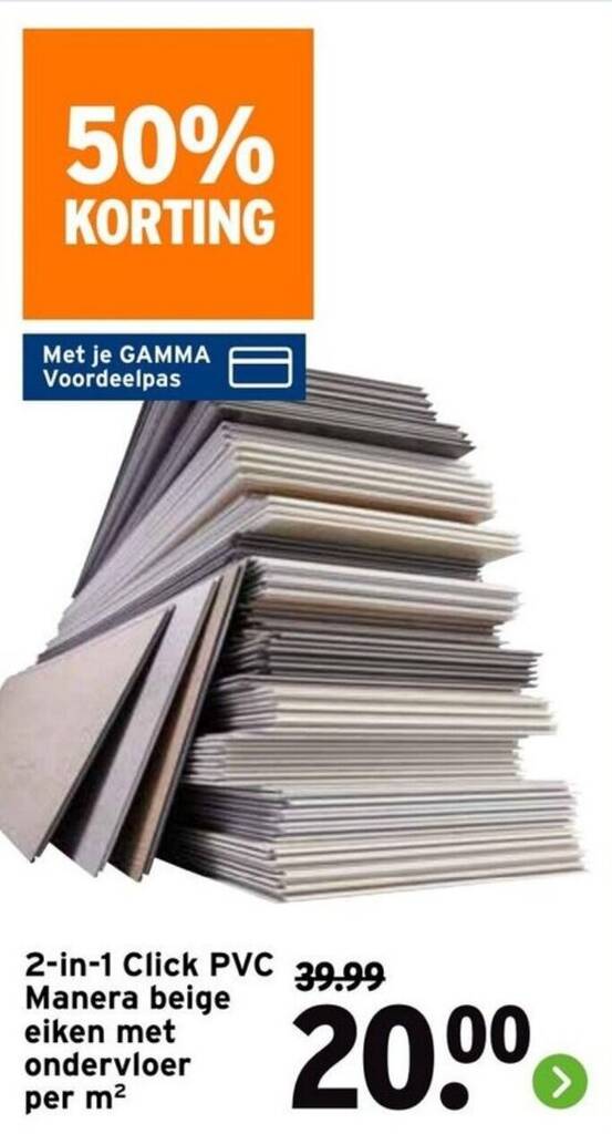 2-in-1 Click PVC Manera beige eiken met ondervloer per m² per m2 ...