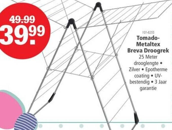 Tomado metaltex breva droogrek aanbieding bij Marskramer