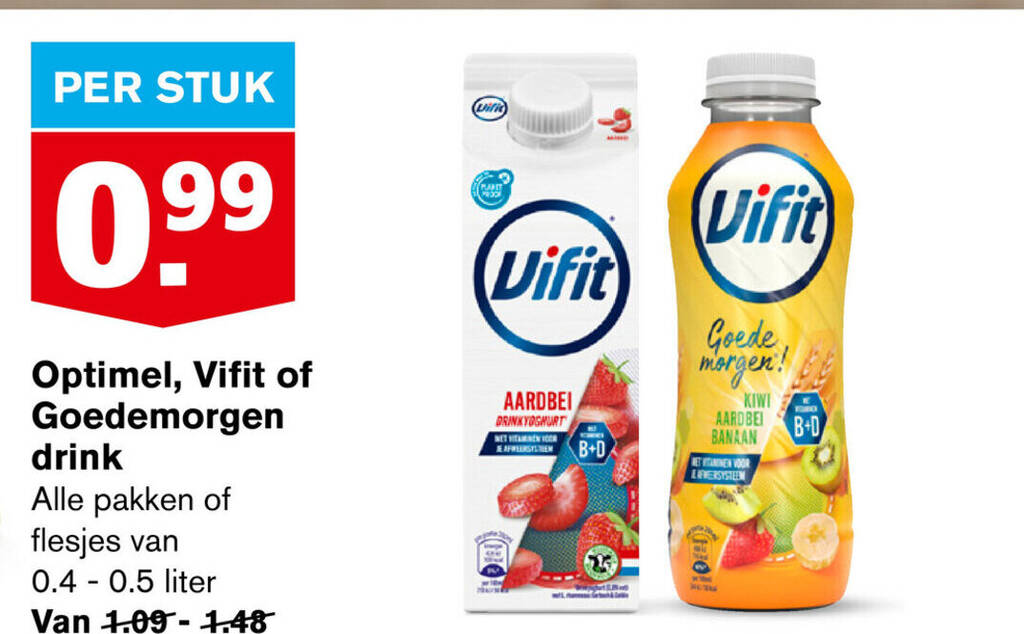 Optimel, Vifit of Goedemorgen drink 0.4-0.5 liter 0.4 - 0.5 liter ...