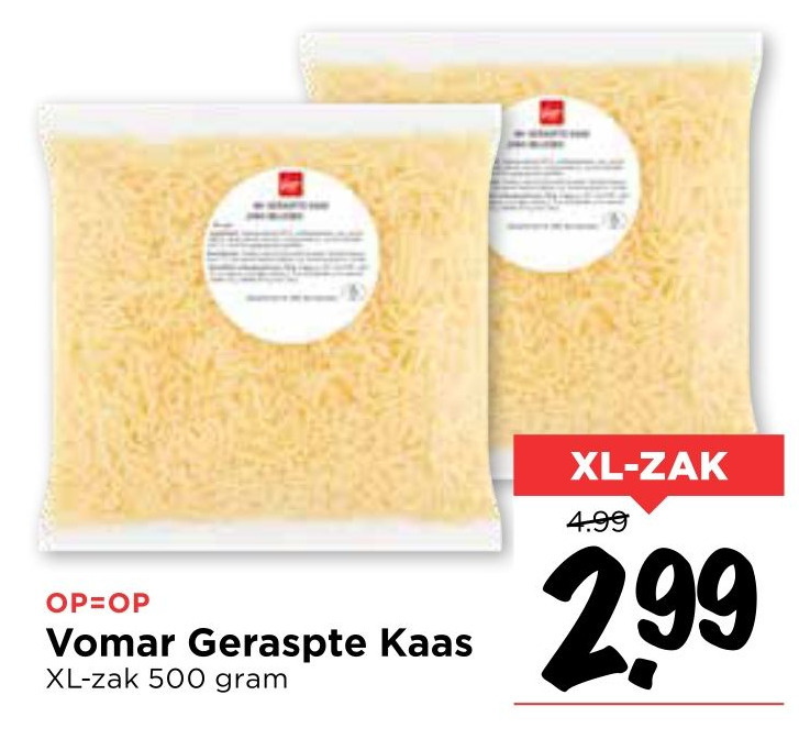 Vomar geraspte kaas 500gram aanbieding bij Vomar