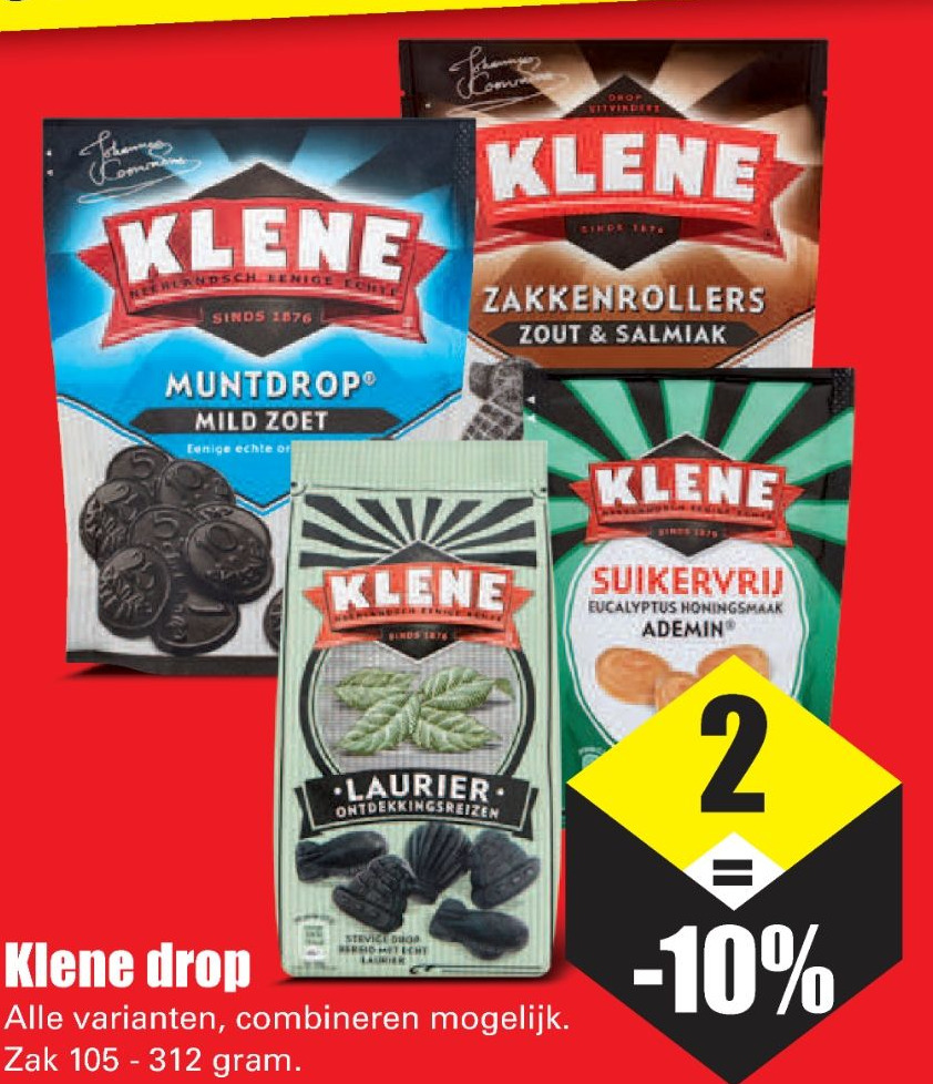 Klene drop 312gram aanbieding bij Dirk