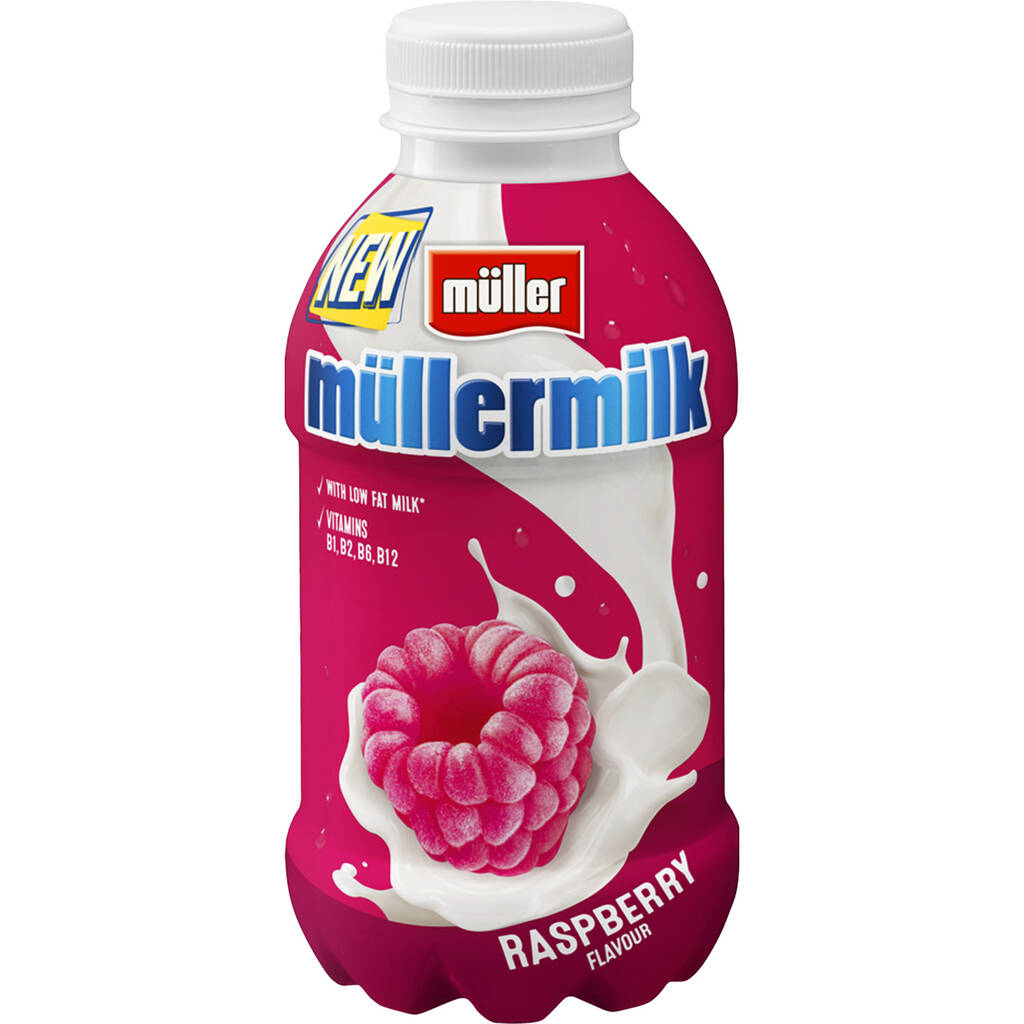 Müllermilk Mullermilk framboos 1+1 GRATIS aanbieding bij Dekamarkt