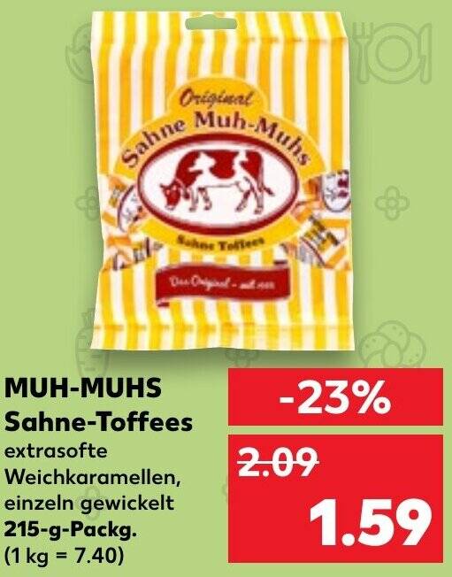 MUH-MUHS Sahne-Toffees 215g aanbieding bij Kaufland DE
