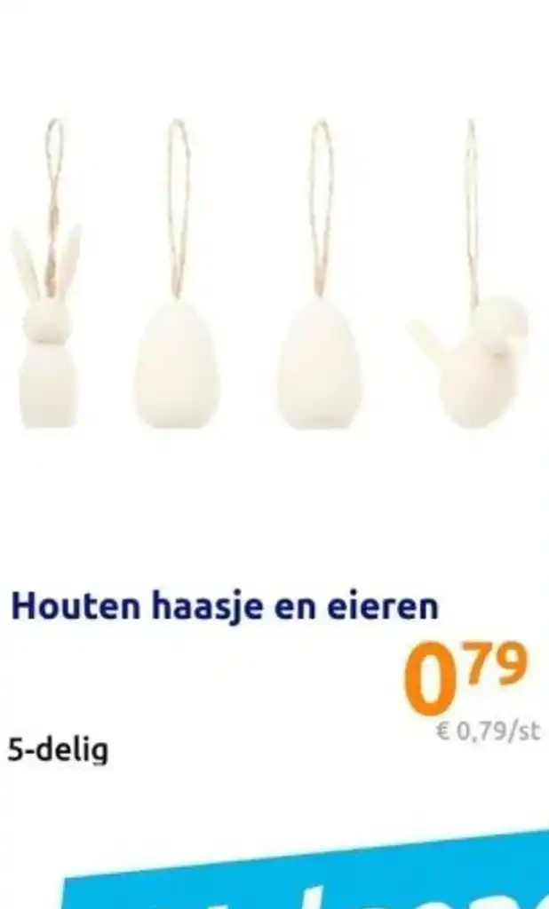 Houten haasje en eieren 5-delig aanbieding bij Action