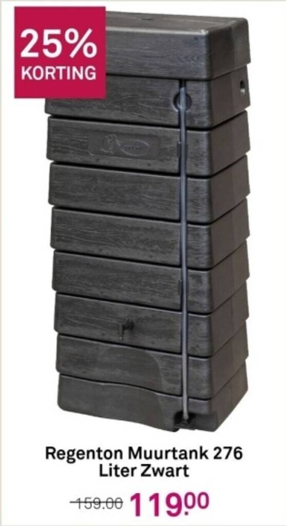 Regenton Muurtank 276 Liter Zwart aanbieding bij Karwei