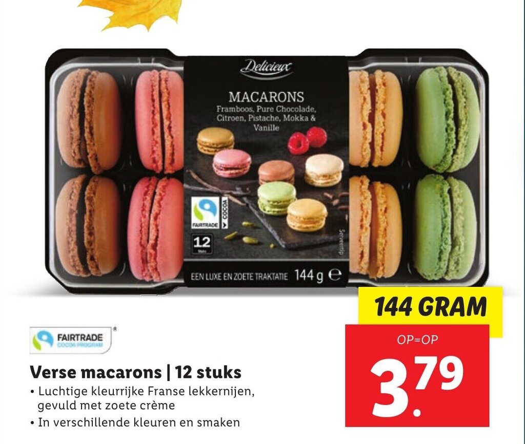 Verse macarons \ 12 stuks 144g aanbieding bij Lidl