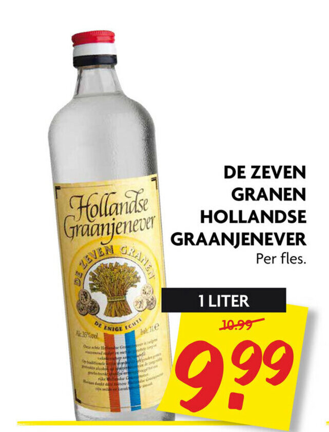 De zeven granen hollandse graanjenever 1 liter aanbieding bij Dekamarkt