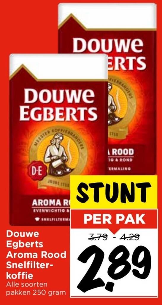 Douwe Egberts Aroma Rood Snelfilter Koffie 250g aanbieding bij Vomar ...