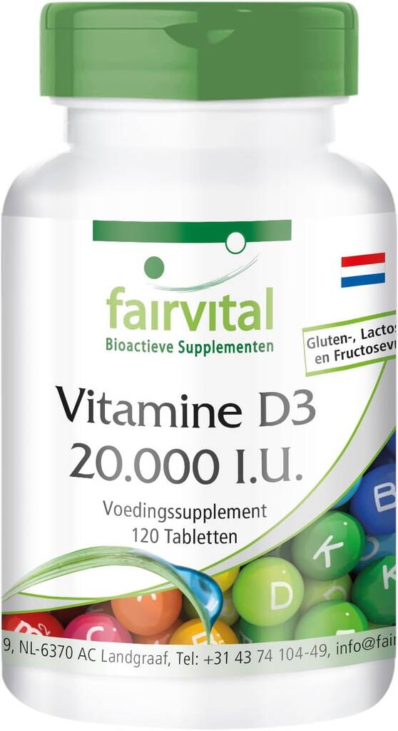 Fairvital | Vitamine D3 20.000 I.U. tabletten - HOOG GEDOSEERD - 120 ...
