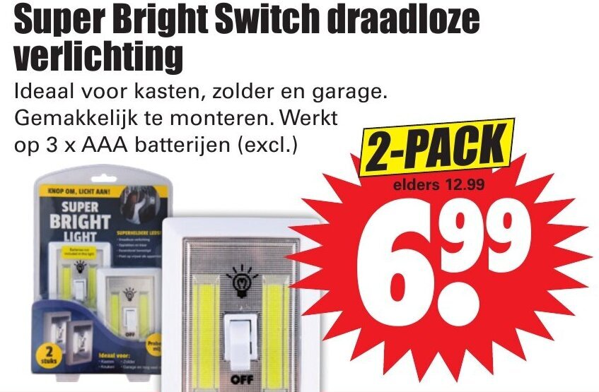Super Bright Switch draadloze verlichting aanbieding bij Dirk