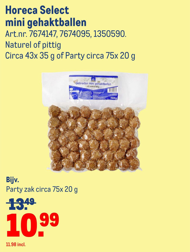 Horeca Select mini gehaktballen aanbieding bij Makro