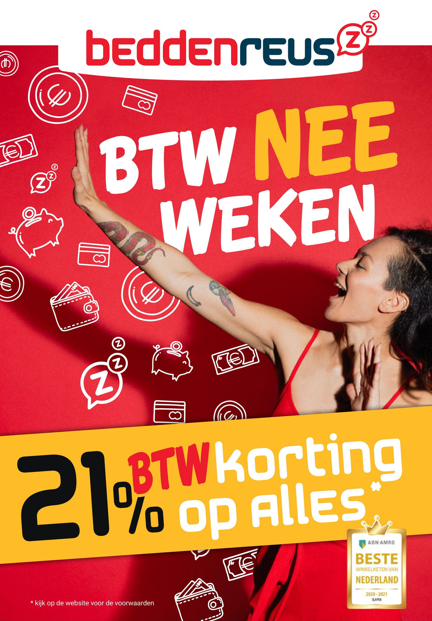 21% btw korting op alles aanbieding bij Beddenreus