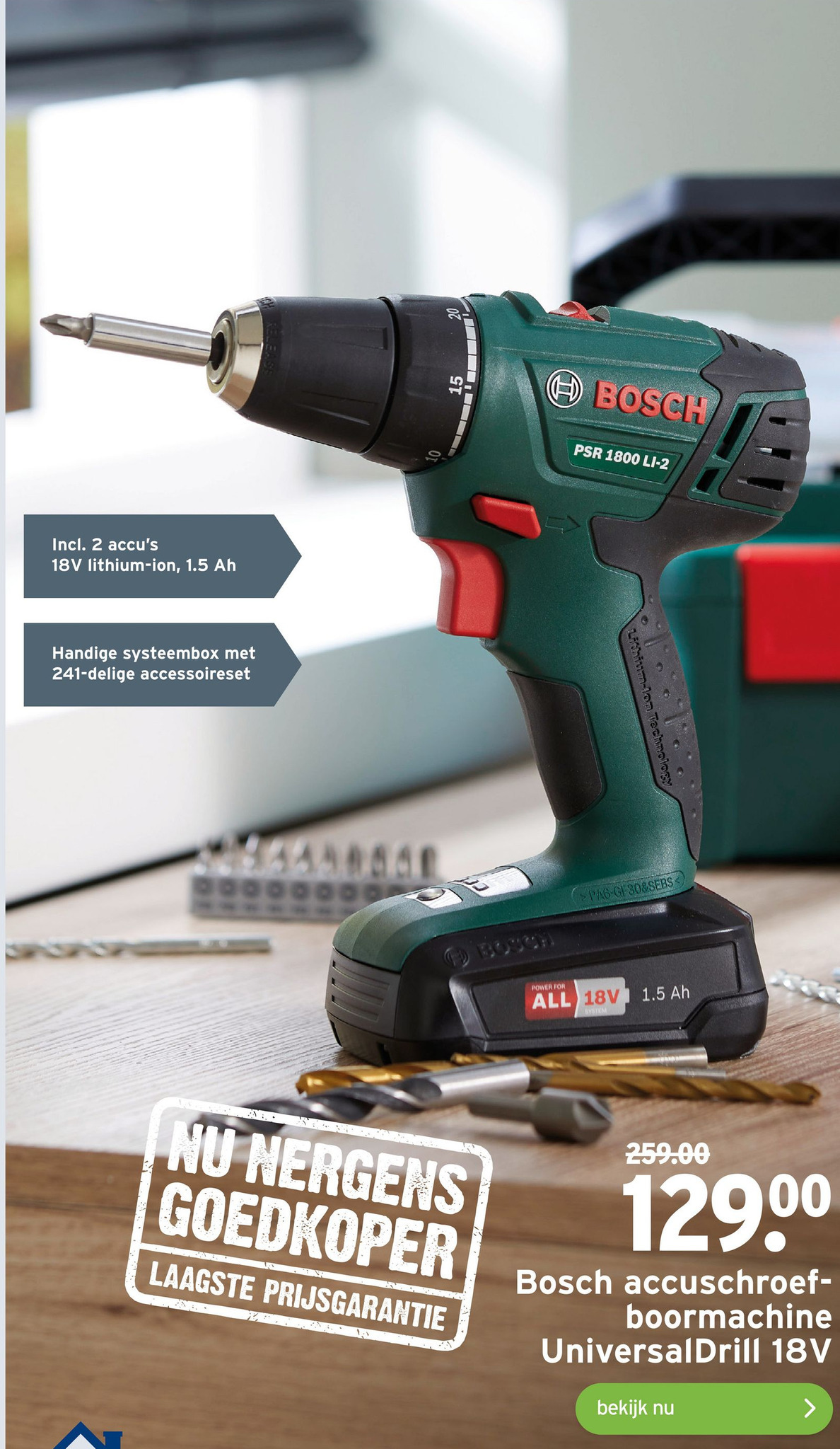 Bosch accuschroef- boormachine UniversalDrill 18V aanbieding bij GAMMA