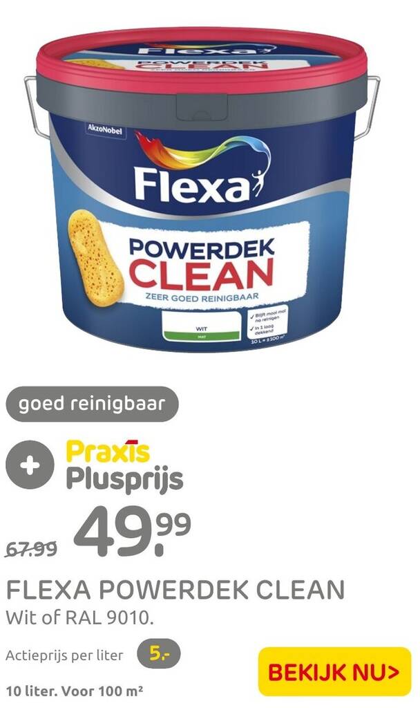 FLEXA POWERDEK CLEAN 10 liter. Voor 100 m² aanbieding bij Praxis