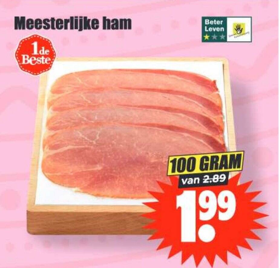 Meesterlijke ham 100 gram aanbieding bij Dirk
